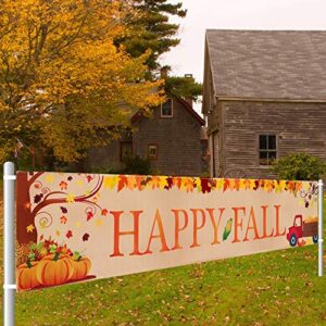 Large Happy Fall Banner, Fall Decorations, Thanksgiving Decor, Fall Maple Leaves Pumpkin Banner, Autumn Fall Party Outdoor & Indoor Decor Supplies(8.2 x 1.5 FT)