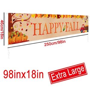 Large Happy Fall Banner, Fall Decorations, Thanksgiving Decor, Fall Maple Leaves Pumpkin Banner, Autumn Fall Party Outdoor & Indoor Decor Supplies(8.2 x 1.5 FT)