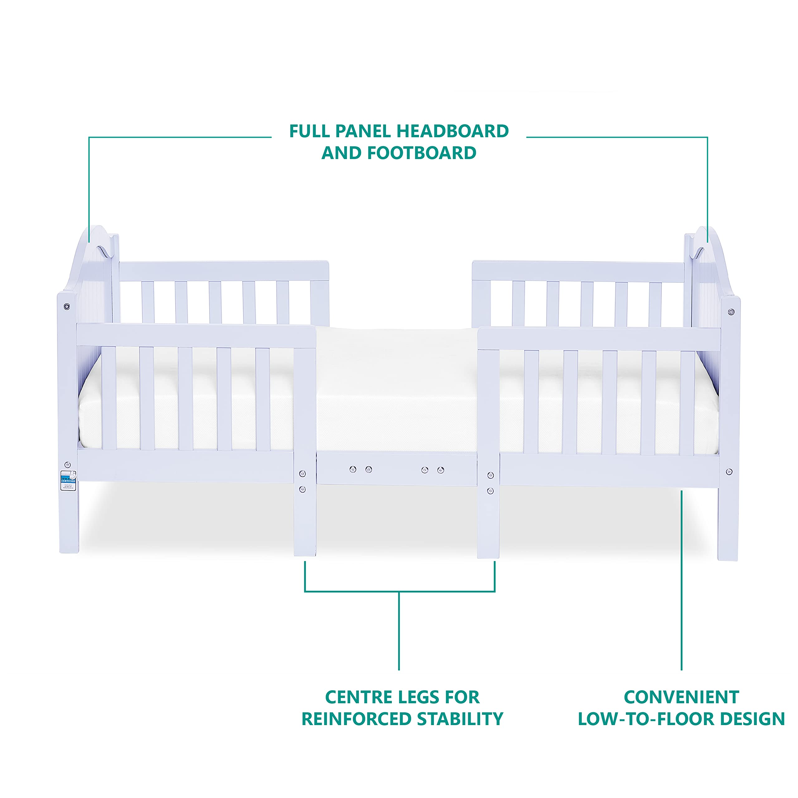 Dream On Me Portland 3 In 1 Convertible Toddler Bed in Lavender Ice, Greenguard Gold Certified