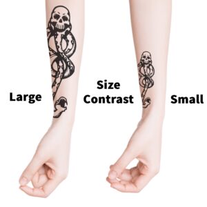 30 Sheets Death Eater Tattoo Dark Mark Tattoos Mamba Snake Skull Fake Temporary Tattoos for Costume Accessories and Parties