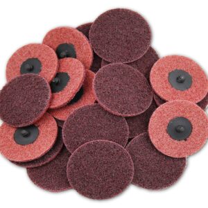 COSPOF 3 Inch Surface Conditioning Discs, 25 Pcs Medium Sanding Discs, Type-R Quick Change and Heat Dissipation (Red-Medium).