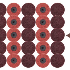 COSPOF 3 Inch Surface Conditioning Discs, 25 Pcs Medium Sanding Discs, Type-R Quick Change and Heat Dissipation (Red-Medium).