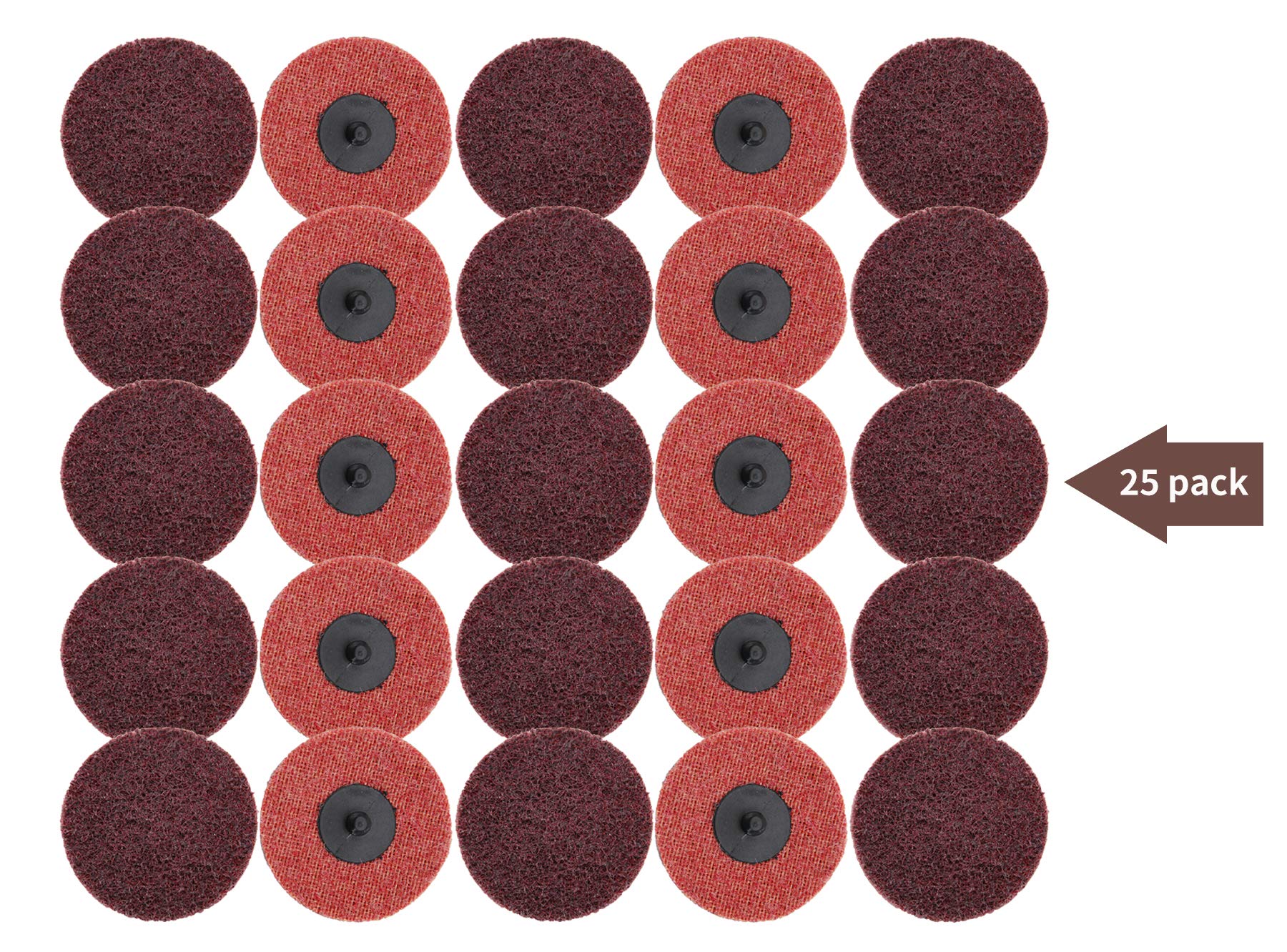 COSPOF 3 Inch Surface Conditioning Discs, 25 Pcs Medium Sanding Discs, Type-R Quick Change and Heat Dissipation (Red-Medium).