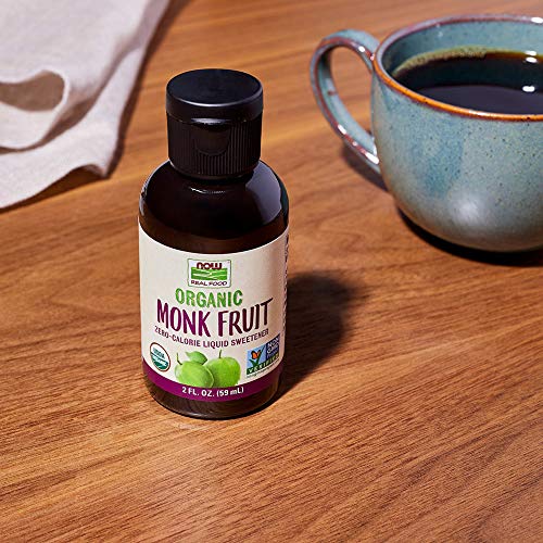 NOW Foods, Certified Organic Monk Fruit Liquid, Zero-Calorie Liquid Sweetener, Non-GMO, Low Glycemic Impact, 8-Ounce