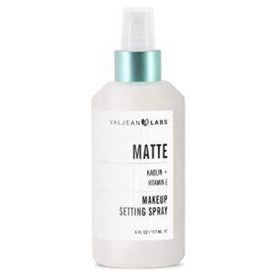 valjean labs matte makeup setting spray | koalin + vitamin e | long-lasting wear, matte finish | helps hydrate and control oil | paraben free, cruelty free, made in usa (6 oz)