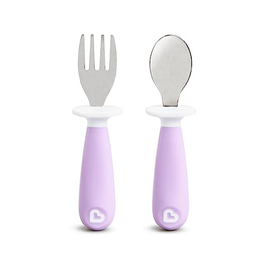 Munchkin Raise Toddler Fork & Spoon Set, Purple