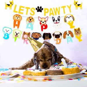 LaVenty 25PCS Glitter Lets Pawty Banner Dog Birthday Banner Dog Pawty Banner Dog Party Banner Pet Birthday Banner Pet Party Banner