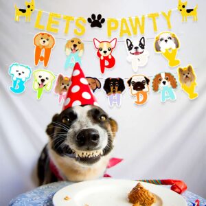 LaVenty 25PCS Glitter Lets Pawty Banner Dog Birthday Banner Dog Pawty Banner Dog Party Banner Pet Birthday Banner Pet Party Banner