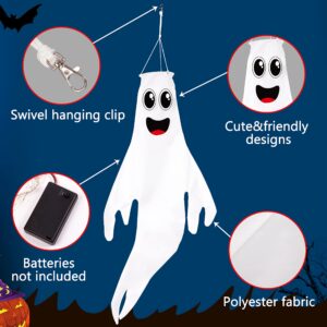 43 Inch Halloween Ghost Windsocks Hanging Decorations - Flag Wind Socks for Home Yard Outdoor Decor Party Supplies (3 Pieces,Batteries Not Included,No Timer)