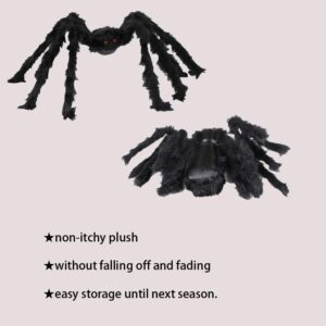 BEIGUO 5pcs Halloween Spider Gaint Hairy Spider with Red Eyes,Bendable Legs Scary Halloween Spider Decorations for Patio,Yard,Garden,House(1pcs 30",2pcs 20",2pcs 12")