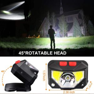 Soft digits Headlamp Rechargeable, 2-Pack LED Headlight 1100 Lumens USB Head Lamp Flashlight, 8 Modes Head Light, Waterproof Headlamps with Motion Sensor for Outdoors Camping Fishing (2 Pack)