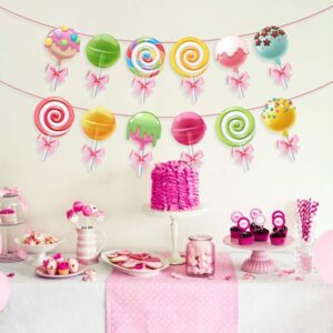 Anor WishLife Candyland Banner,Lollipop Banner,Rainbow Candy Banner,Donut Banner,Candyland Party Supplies,Candyland Baby Shower,Candyland Decoration for Girls,Kids,Home,Classroom,Bedroom