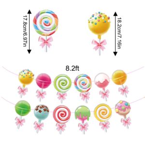 Anor WishLife Candyland Banner,Lollipop Banner,Rainbow Candy Banner,Donut Banner,Candyland Party Supplies,Candyland Baby Shower,Candyland Decoration for Girls,Kids,Home,Classroom,Bedroom