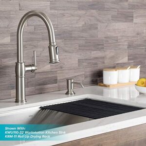 KRAUS Sellette Traditional Spot Free Stainless Steel Single Handle Pull-Down Kitchen Faucet with Deck Plate, KPF-1682SFS