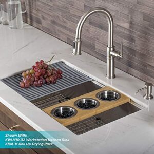 KRAUS Sellette Traditional Spot Free Stainless Steel Single Handle Pull-Down Kitchen Faucet with Deck Plate, KPF-1682SFS