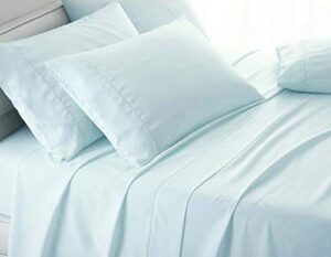 6 piece hotel luxury soft cotton premium bed sheets set, deep pockets, bedding set aqua solid, queen - 60'' x 80'' fits mattress upto 26-30 inches