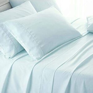 6 Piece Hotel Luxury Soft Cotton Premium Bed Sheets Set, Deep Pockets, Bedding Set Aqua Solid, Queen - 60'' x 80'' Fits Mattress Upto 26-30 inches