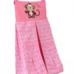 CribMATE Owl/Checked Nursery Diaper Stacker 1 PC Baby Diaper Hanging Bag (pink Monkey)