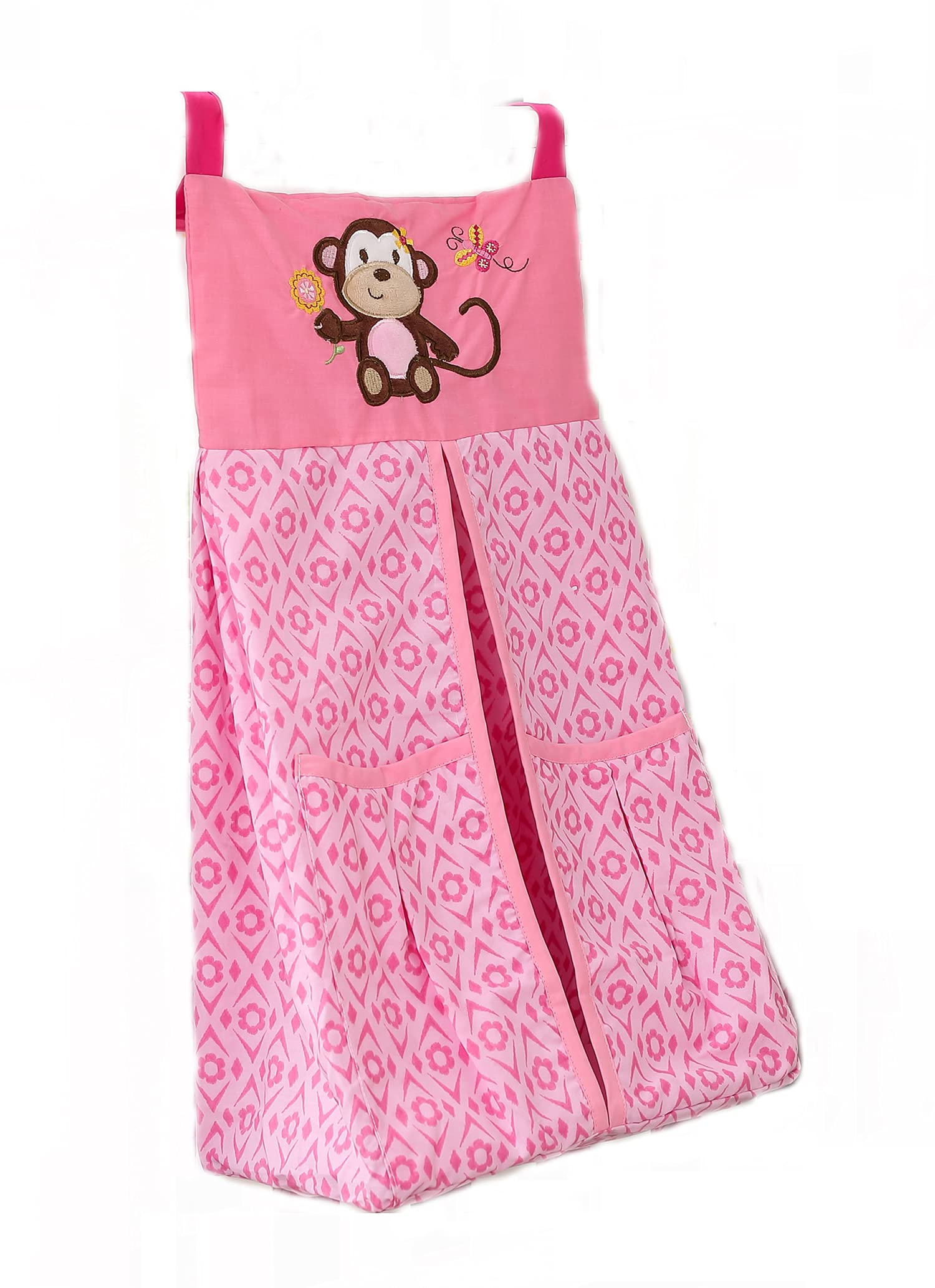 CribMATE Owl/Checked Nursery Diaper Stacker 1 PC Baby Diaper Hanging Bag (pink Monkey)