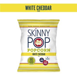 SkinnyPop Popcorn, Gluten Free, Non-GMO, Healthy Snacks, Skinny Pop Variety Pack (Original & Dairy Free White Cheddar Popcorn), 0.5oz Individual Size Snack Bags (40 Count)