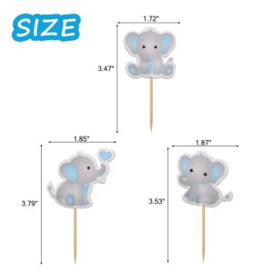 48pcs Blue Elephant Cupcake Toppers It Is A Boy Baby Shower Cupcake Picks Decoration Baby Boy Birthday Party Supplies