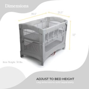 Arm’s Reach Ideal Ezee 3 in 1 Co-Sleeper Folding Bedside Bassinet and Play Yard Featuring Breathable Mesh Sides with Side Pockets for Storage and 4-Inch Sleeping Nest, Gray