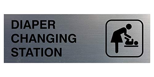 Signs ByLITA Basic Diaper Changing Station Sign (Brushed Silver) - Medium