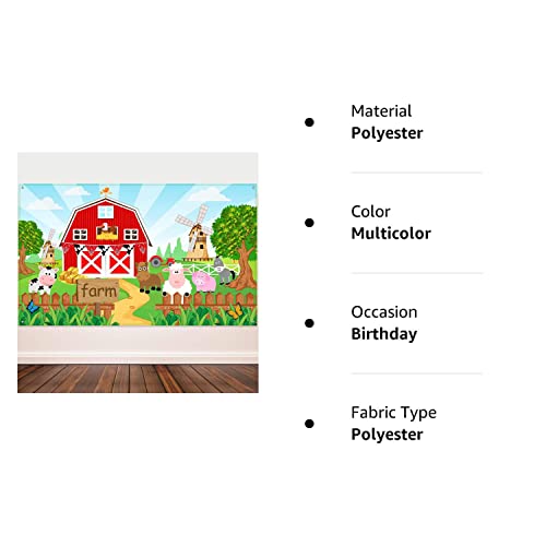 Farm Animals Theme Party Decorations, Farm Banner for Birthday Party Supplies Kids Grass, Farm Animal Background Photo Banner, 72.8 x 43.3 Inches