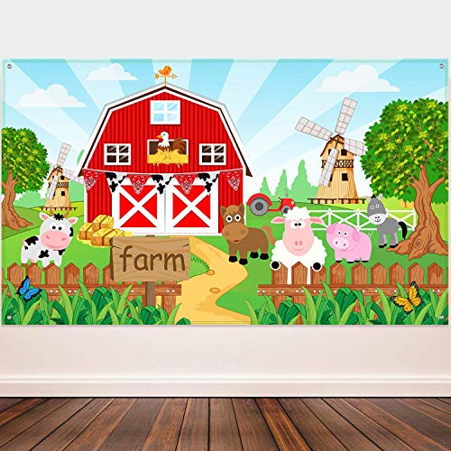 Farm Animals Theme Party Decorations, Farm Banner for Birthday Party Supplies Kids Grass, Farm Animal Background Photo Banner, 72.8 x 43.3 Inches