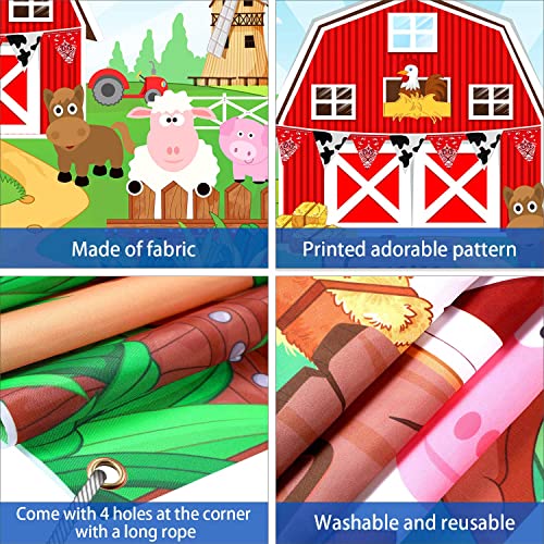 Farm Animals Theme Party Decorations, Farm Banner for Birthday Party Supplies Kids Grass, Farm Animal Background Photo Banner, 72.8 x 43.3 Inches