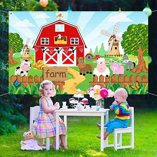 Farm Animals Theme Party Decorations, Farm Banner for Birthday Party Supplies Kids Grass, Farm Animal Background Photo Banner, 72.8 x 43.3 Inches