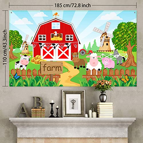 Farm Animals Theme Party Decorations, Farm Banner for Birthday Party Supplies Kids Grass, Farm Animal Background Photo Banner, 72.8 x 43.3 Inches