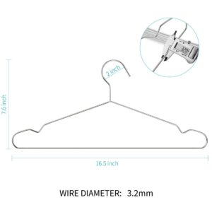 FSUTEG Wire Hangers, Clothes Hangers 50 Pack Heavy Duty Stainless Steel Metal Pants Hangers 16.5inch