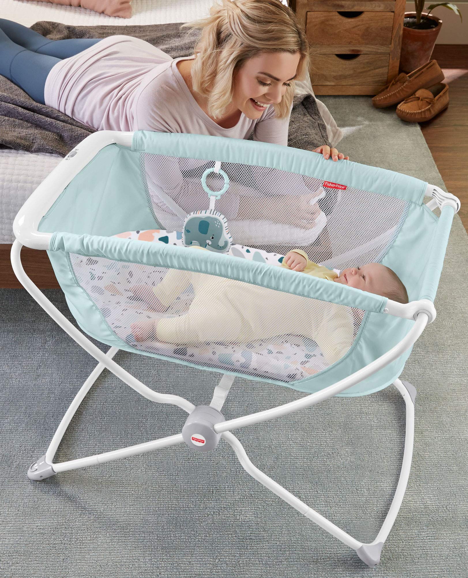 Fisher-Price Rock with Me Bassinet, Blue