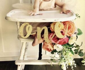 hongkai glitter gold 1st birthday highchair banner boy girl baby birthday one banner one high chair sign baby first birthday one photo prop party decorations