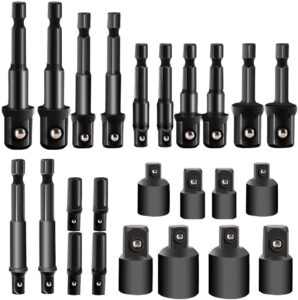 24pcs impact extension & socket adapter, mgtgbao socket set extension/ 1/4-inch hex shank drill extension | cr-v steel