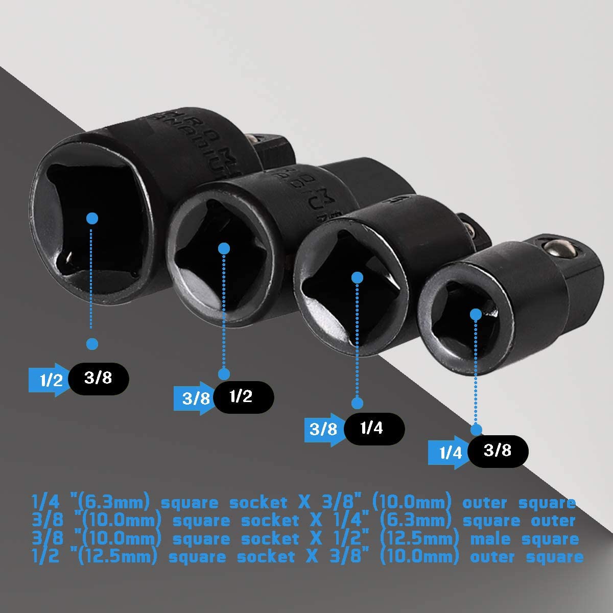 24pcs Impact Extension & Socket Adapter, Mgtgbao Socket Set Extension/ 1/4-Inch Hex Shank Drill Extension | CR-V Steel