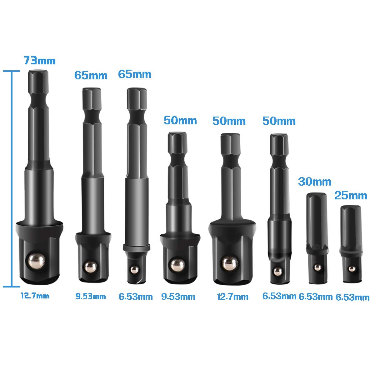 24pcs Impact Extension & Socket Adapter, Mgtgbao Socket Set Extension/ 1/4-Inch Hex Shank Drill Extension | CR-V Steel