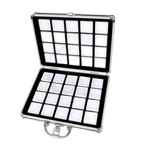 LoveinDIY Aluminium Alloy Box - Gem Jar Foam Insert Tray Jewelry Display Organizer Gemstones Beads Storage Case - 4cm