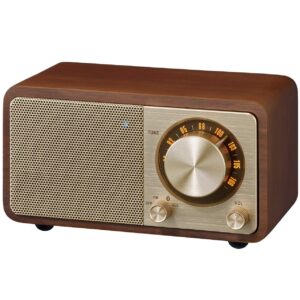 Sangean WR-7GW Wood Cabinet Mini Bluetooth Speaker with FM Tuner and Aux-in Special Edition Color Gold/Walnut