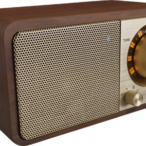 Sangean WR-7GW Wood Cabinet Mini Bluetooth Speaker with FM Tuner and Aux-in Special Edition Color Gold/Walnut