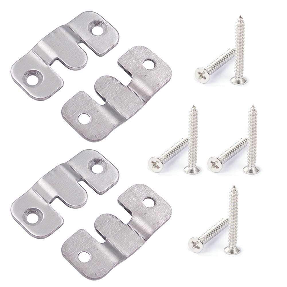 4 Pieces (2 Pairs) Stainless Steel Universal Sectional Sofa Interlocking Photo Frame Connector Bracket Sofa Connector Bracket 2mm Thickness Sectional Couch Bracket with Screws, Small