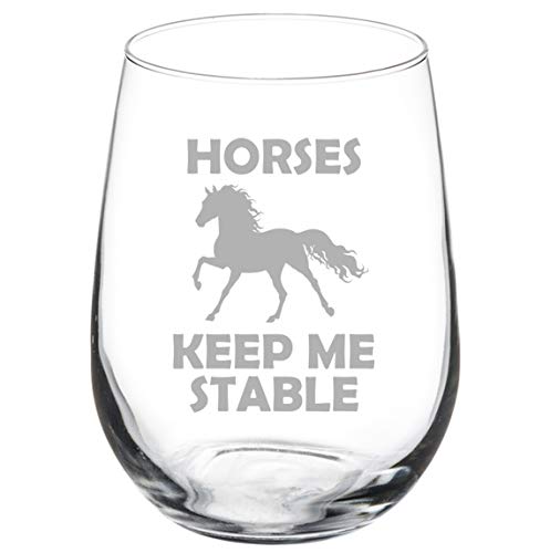 MIP Brand Wine Glass Goblet Horses Keep Me Stable (17 oz Stemless)