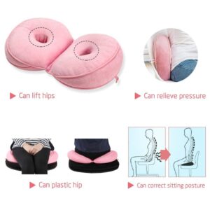 DPS&RXX Dual Comfort Cushion Lift Hips Up Seat Cushion Multifunction, for Pressure Relief, Fits in Seat, Back, Hamstrings Pain,Office & Car Use,Red