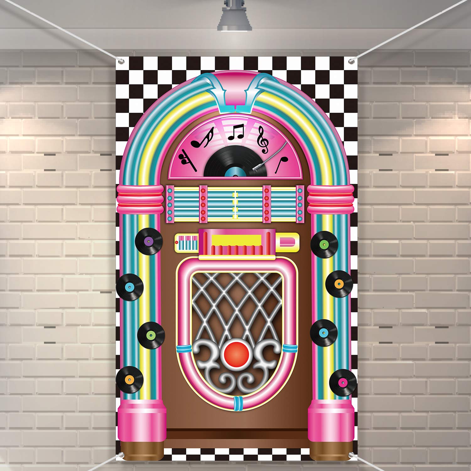 Jukebox Cutout Banner 50's Rock and Roll Banner Backdrop Birthday Party Decoration Baby Shower Birthday Party Supplies