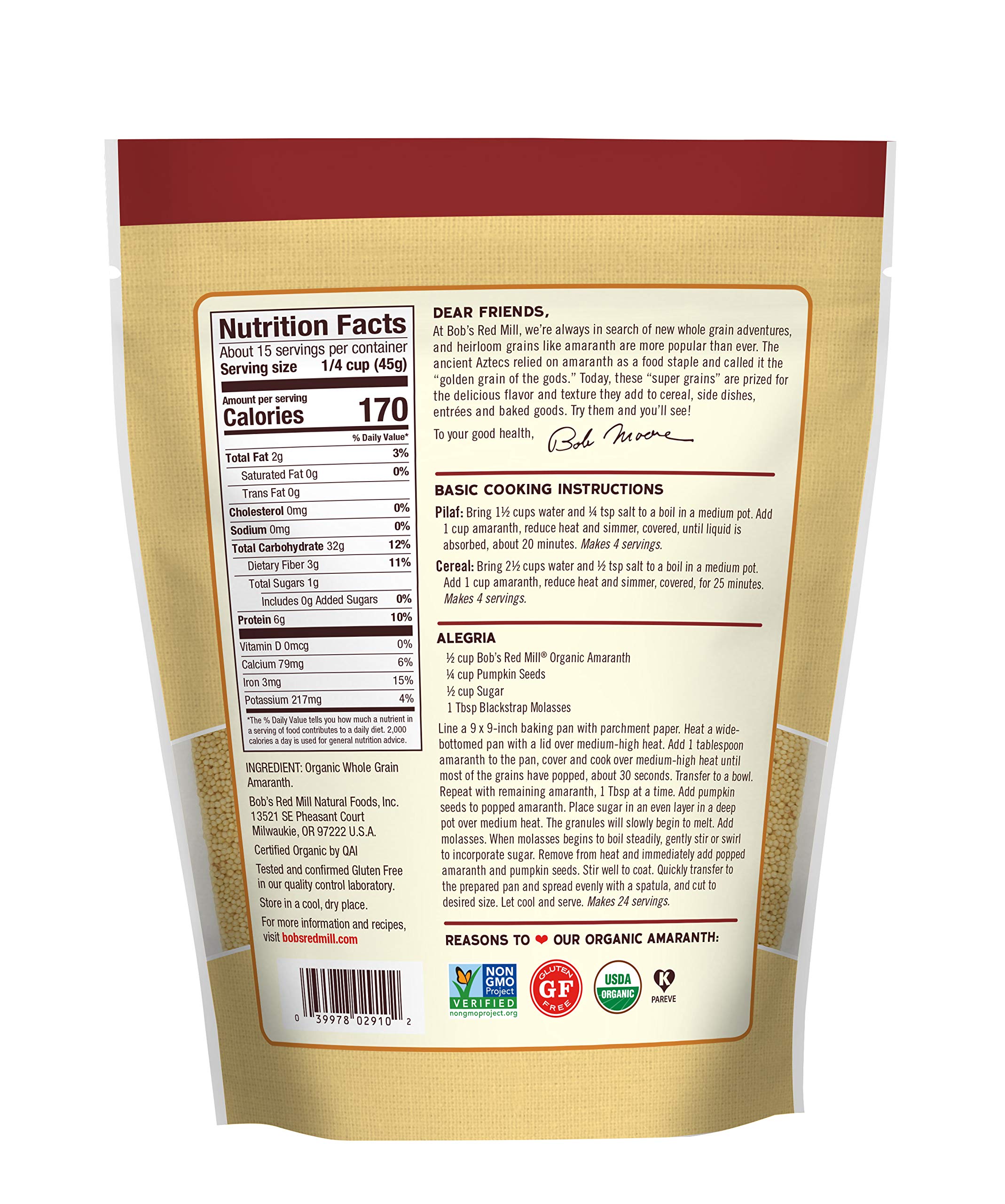 Bob's Red Mill Organic Amaranth Flour, 18 Oz