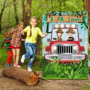 Jungle Photo Prop, Large Fabric Jungle Adventure Photo Door Banner Background, Funny Jungle Games Supplies for Jungle Party Decorations, 59 x 39.4 Inch