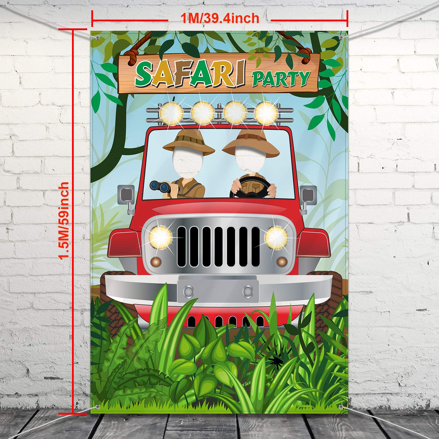 Jungle Photo Prop, Large Fabric Jungle Adventure Photo Door Banner Background, Funny Jungle Games Supplies for Jungle Party Decorations, 59 x 39.4 Inch