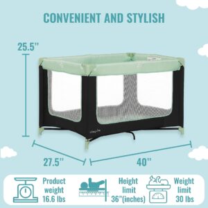 Dream On Me Zodiak Portable Playard in Mint, Lightweight, Packable and Easy Setup Baby Playard, Breathable Mesh Sides and Soft Fabric - Comes with a Removable Padded Mat