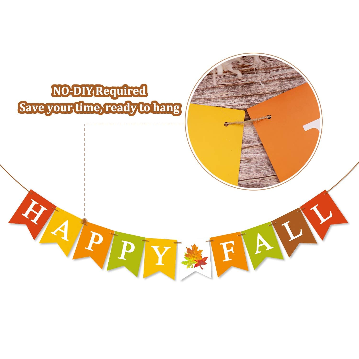 Happy Fall Banner Maple Leaves Garland Seasonal Festive Home Decoration for Mantle Halloween Thanksgiving Day Bunting Sign Fall Party Supplies